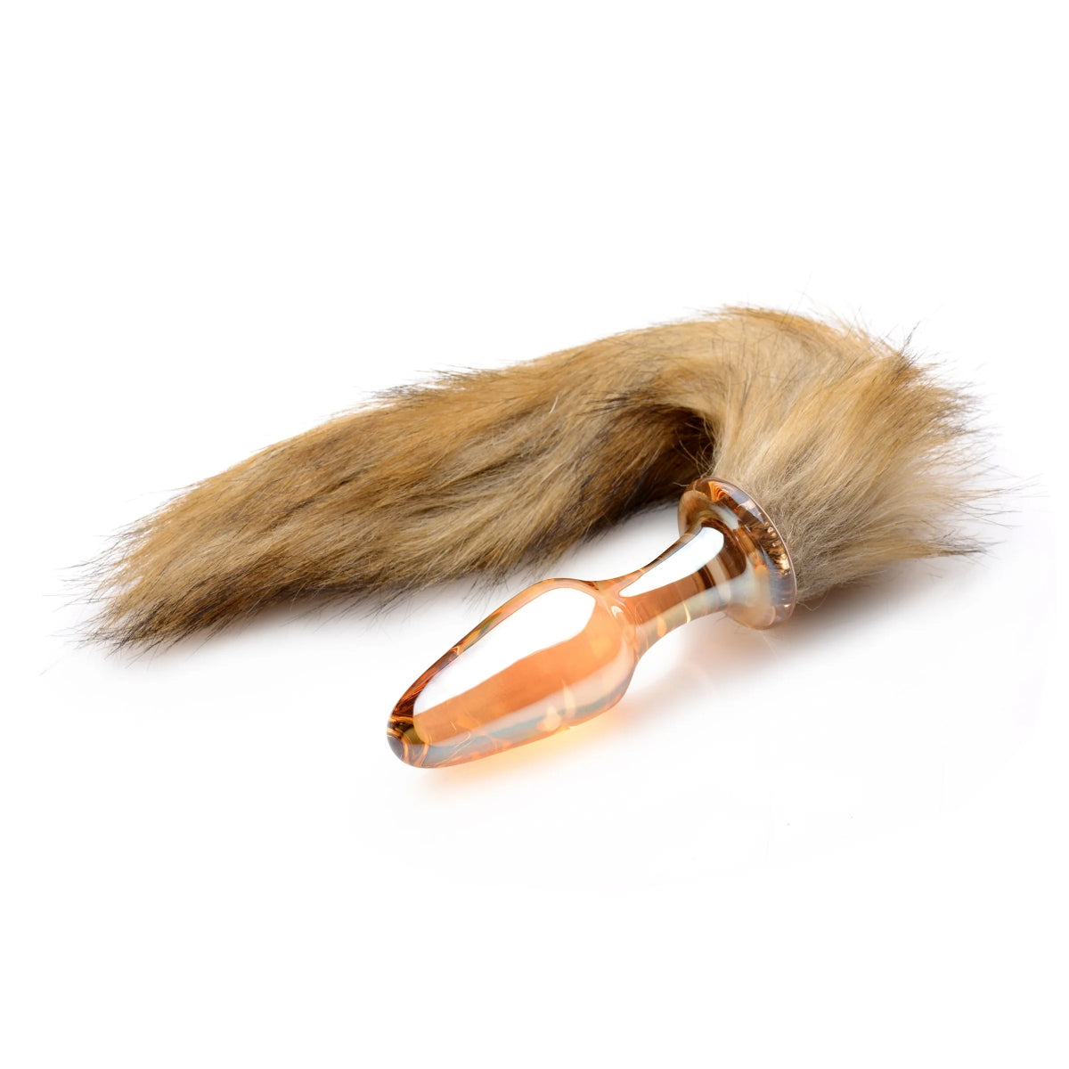 Best Selling Gay Tailz Fox Tail Glass Butt Plug Orange | Prowler