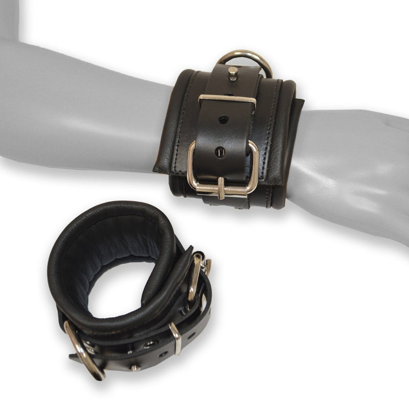 Prowler RED Leather Lockable Wrist Restraints Black