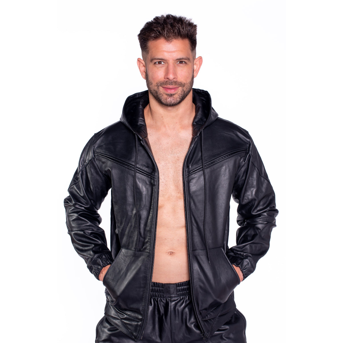 Prowler RED V Sports Leather Jacket Black